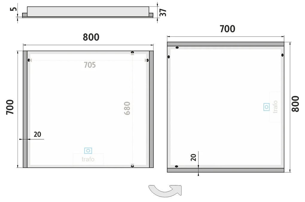 Nimco LED zrcadlo 800x700 s dotykovým senzorem - ZP 11003V