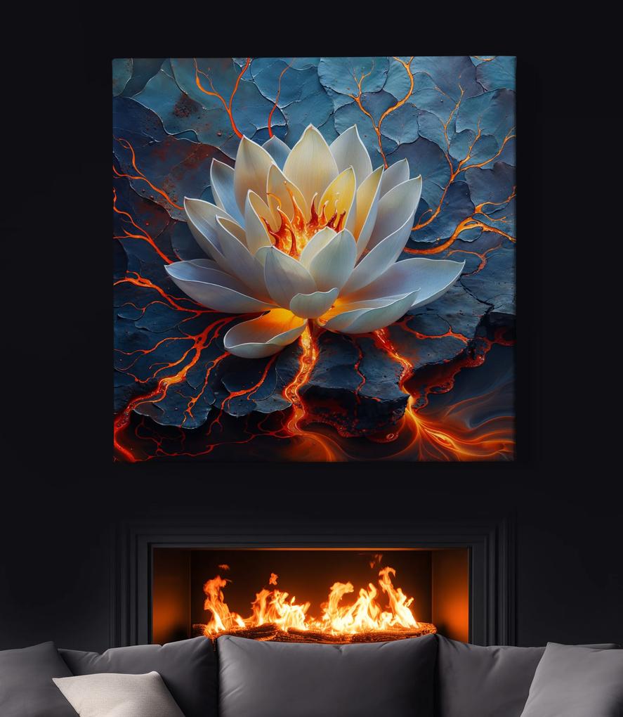 Obraz na plátně - Bílý lotos Vnitřní síla FeelHappy.cz Velikost obrazu: 140 x 140 cm