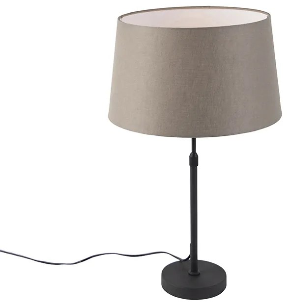 Stolní lampa černá s lněným stínítkem taupe 35 cm nastavitelná - Parte Biano.cz
