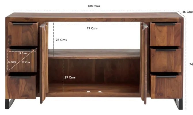 Massive home | Široká koupelnová komoda Wild 138cm - tmavý akát VÝPRODEJ