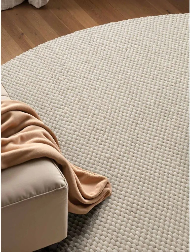 Krémový ručně tkaný vlněný kulatý koberec ø 200 cm Lyon Beans – Elle Decoration