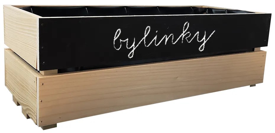 AMADEA Dřevěný truhlík s tabulkou pro psaní křídou, uvnitř s černou fólií, 52x21,5x17cm, český výrobek