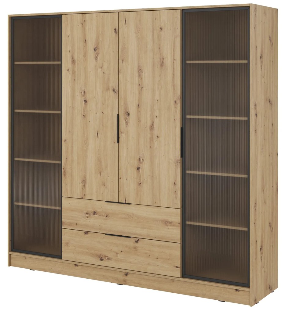 Šatní skříň Kelly 4D RD s tyčí 206 cm dub artisan