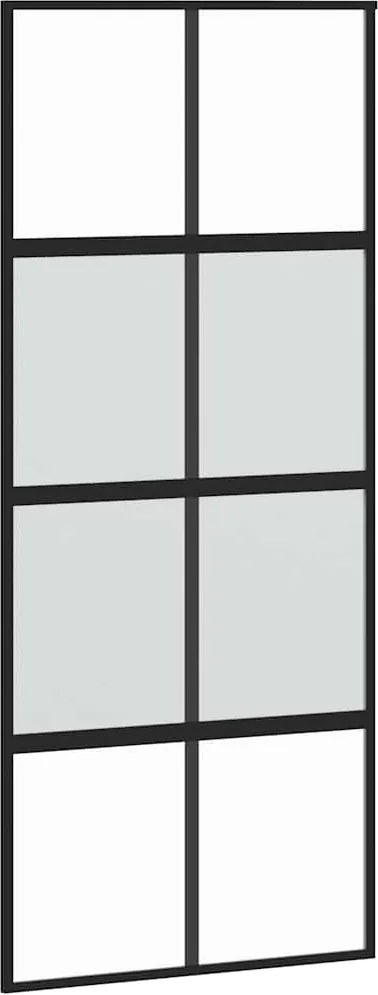Posuvné dveře se sadou kování černé 90x205 cm Tvrzené sklo 3375893