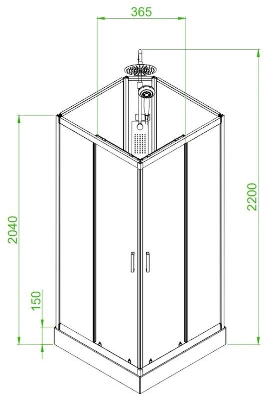 BPS-koupelny Hydromasážní box HYD-LI100, 80x80 cm, kartáčovaný chrom/transparent