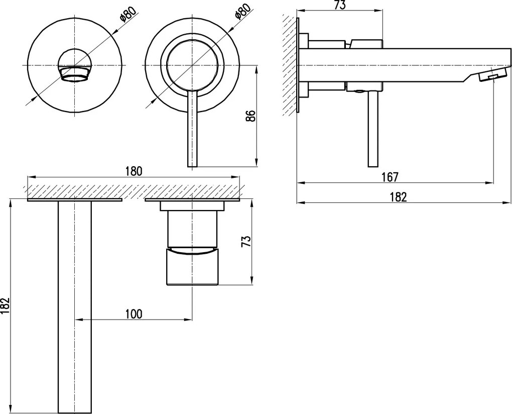 Slezák - RAV Umyvadlová baterie podomítková s tělesem SEINA - , Metal grey kartáčovaná