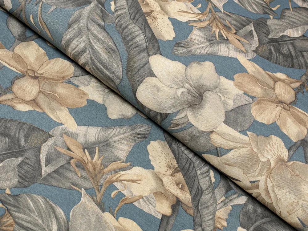 Biante Dekorační povlak na polštář Porto PRT-005 Květy a listy na tmavě modrém 45 x 45 cm
