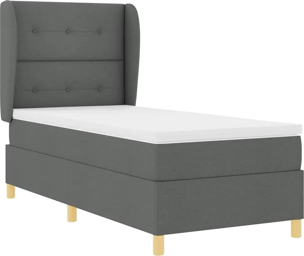 Postel s boxspringem s čelo Tmavě šedá 200 x 80 cm textil 3340719