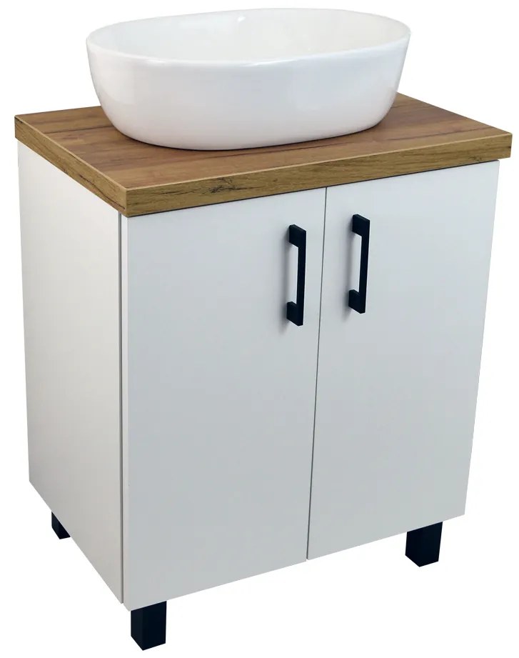 Comodo Koupelnová skříňka pod deskové umyvadlo ROSO W 60-HD - bílá/zlatý dub