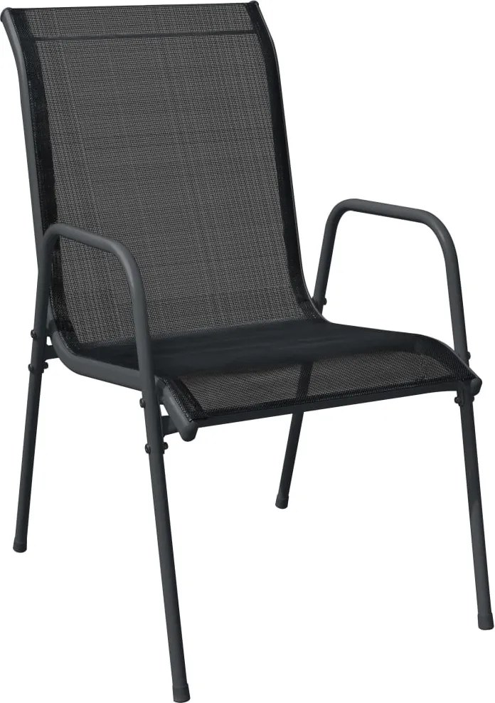 7dílný zahradní jídelní set černý ocel a textilen 3200696