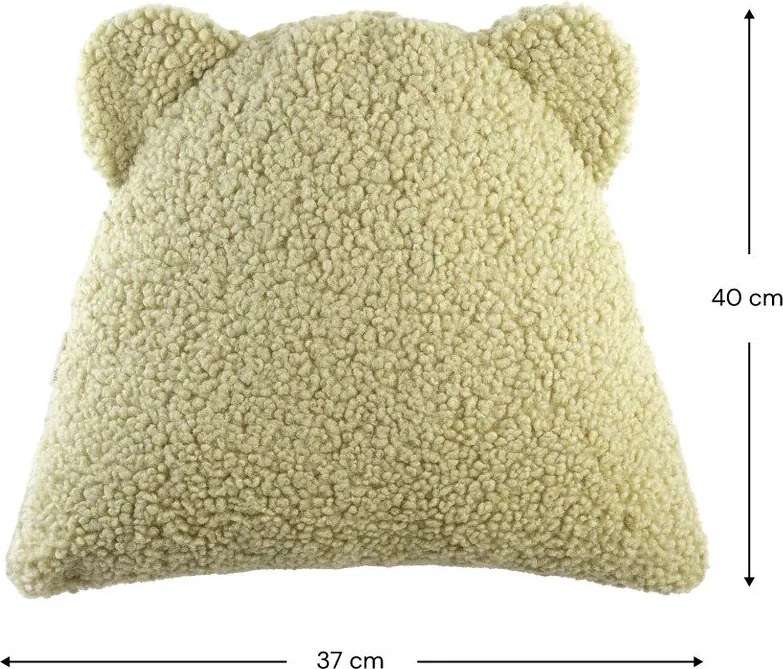 Zelený dětský pohovkový polštář z textilie bouclé Bear – Wigiwama