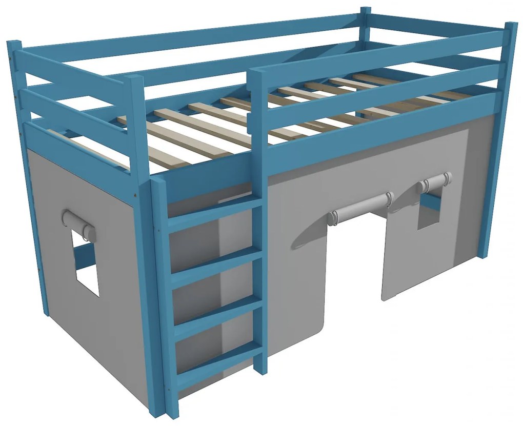 Patrová zvýšená postel GABRIELA "ZP 002" (Barva dřeva: barva modrá, Rozměr: 80 x 180 cm)