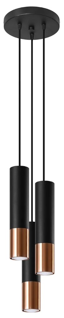 Sollux Lighting Závěsné svítidlo LOOPEZ 3P černá/měď