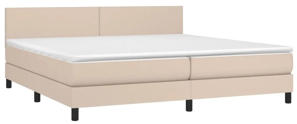 Box spring postel s matrací cappuccino 200 x 200 cm umělá kůže,  3141028