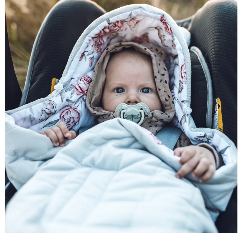 Babysteps Celoroční zavinovací deka do autosedačky pro miminko TŘEŠEŇ SVĚTLÁ + RŮŽOVÁ