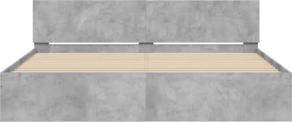 Rám postele s čelem a LED osvětlením betonově šedý 200 x 200 cm 3207584