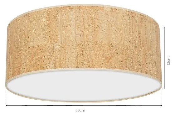 Stropní svítidlo Cork Round, 1x korkové stínítko, (bílé plexisklo), (fi 50cm)