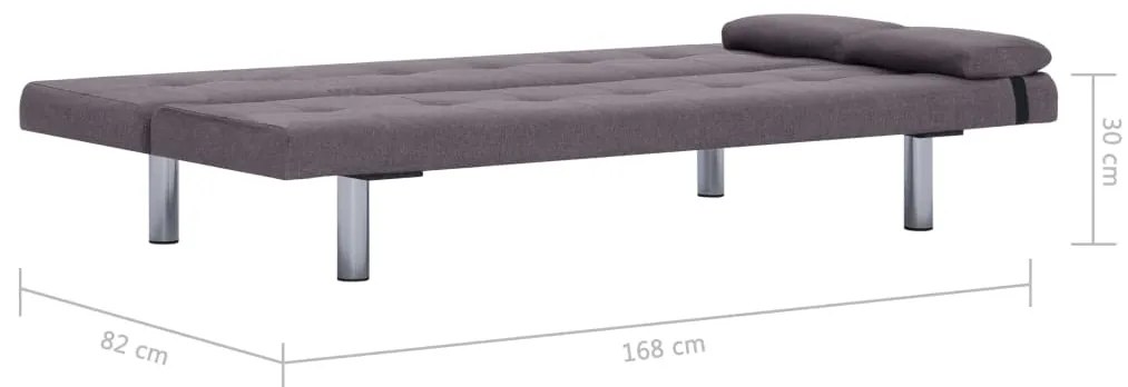 vidaXL 282192 Marketos Sofa Bed with Two Pillows Taupe Polyester