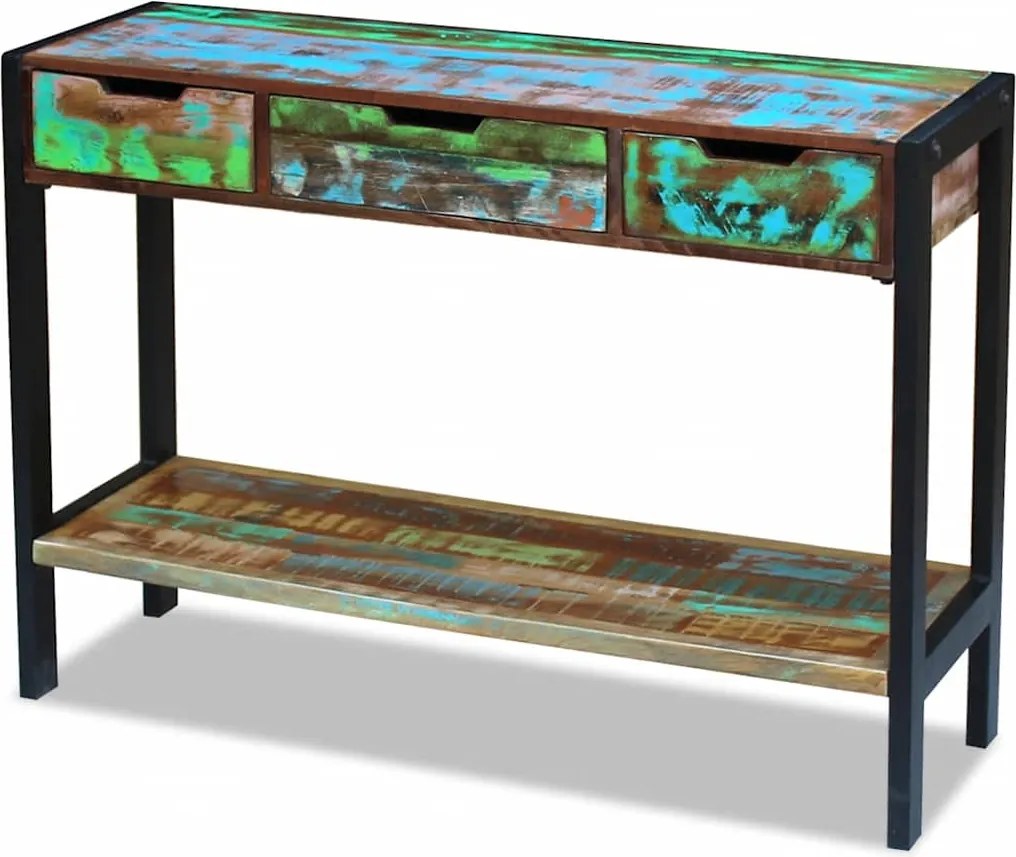 Příborník se 3 zásuvkami masivní recyklované dřevo 243273
