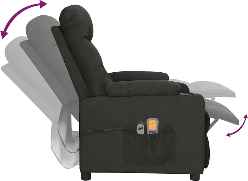 Elektrické masážní křeslo černé textil 3098829