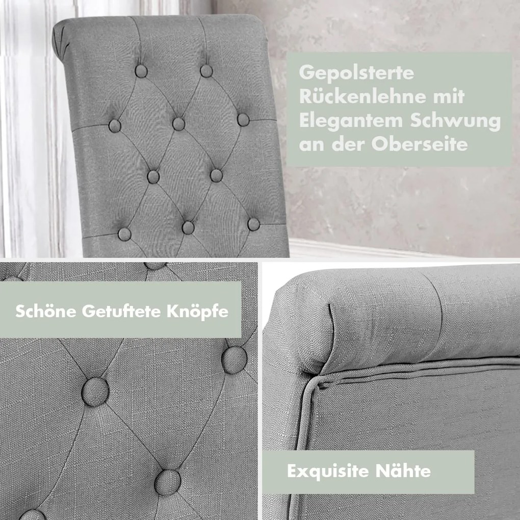 Costway Sada 2 knoflíkových všívaných jídelních židlí Polstrované