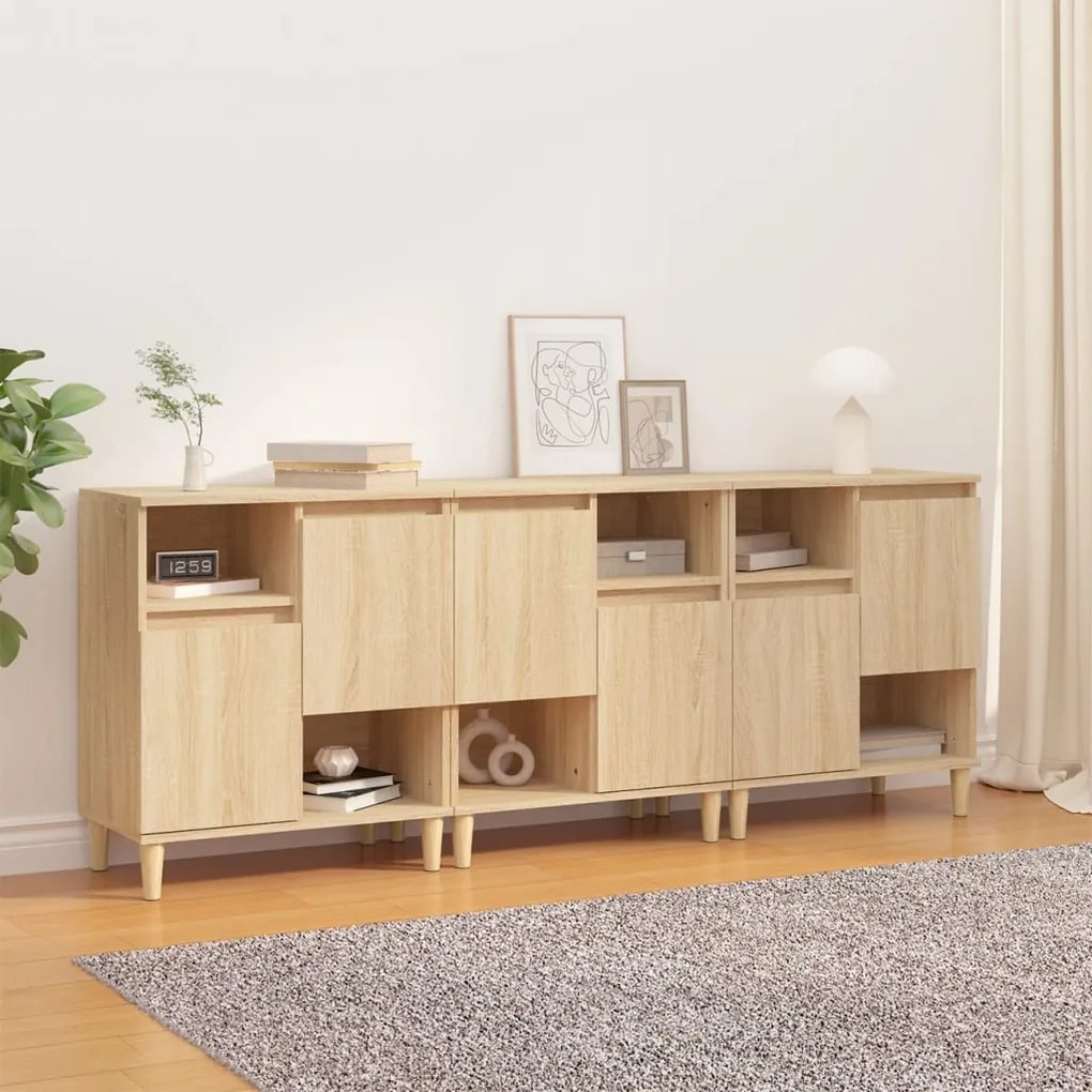 Příborníky 3 ks dub sonoma 60 x 35 x 70 cm kompozitní dřevo 3185738