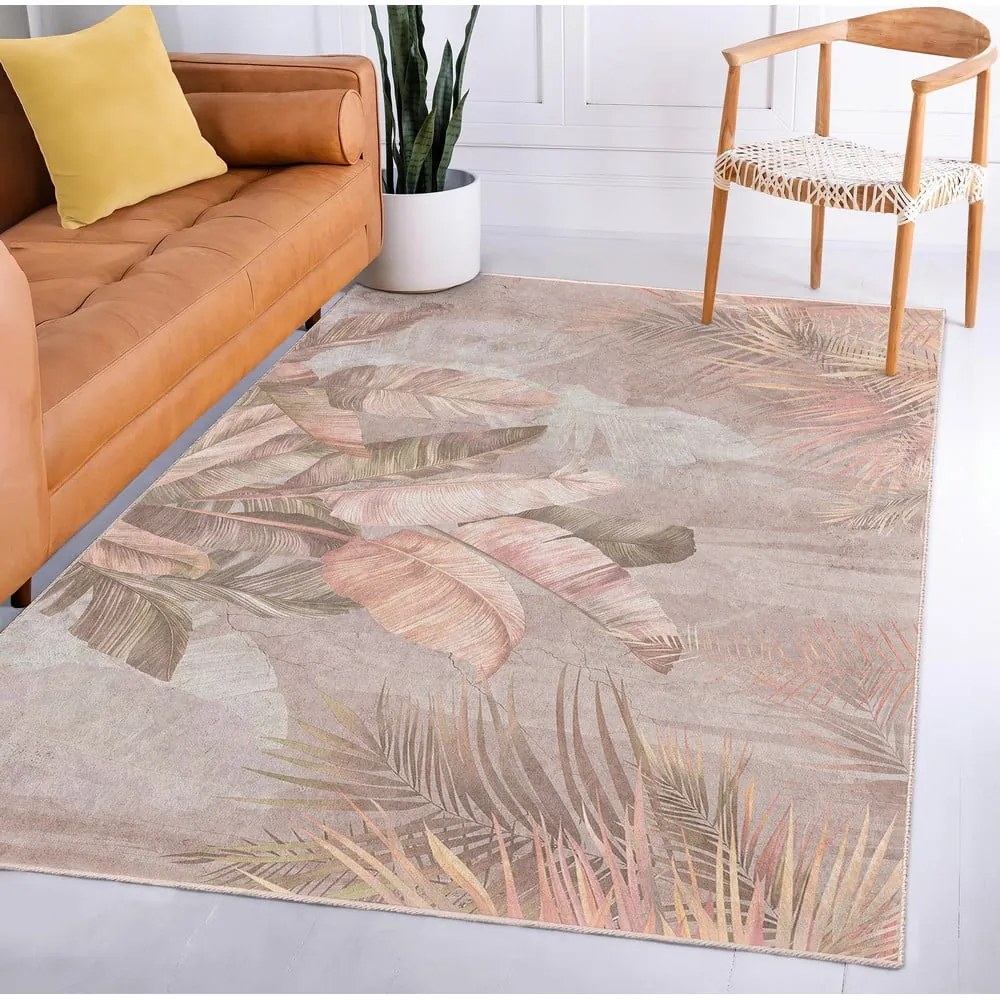 Béžový pratelný koberec 160x230 cm Dusty Leaves – Mila Home