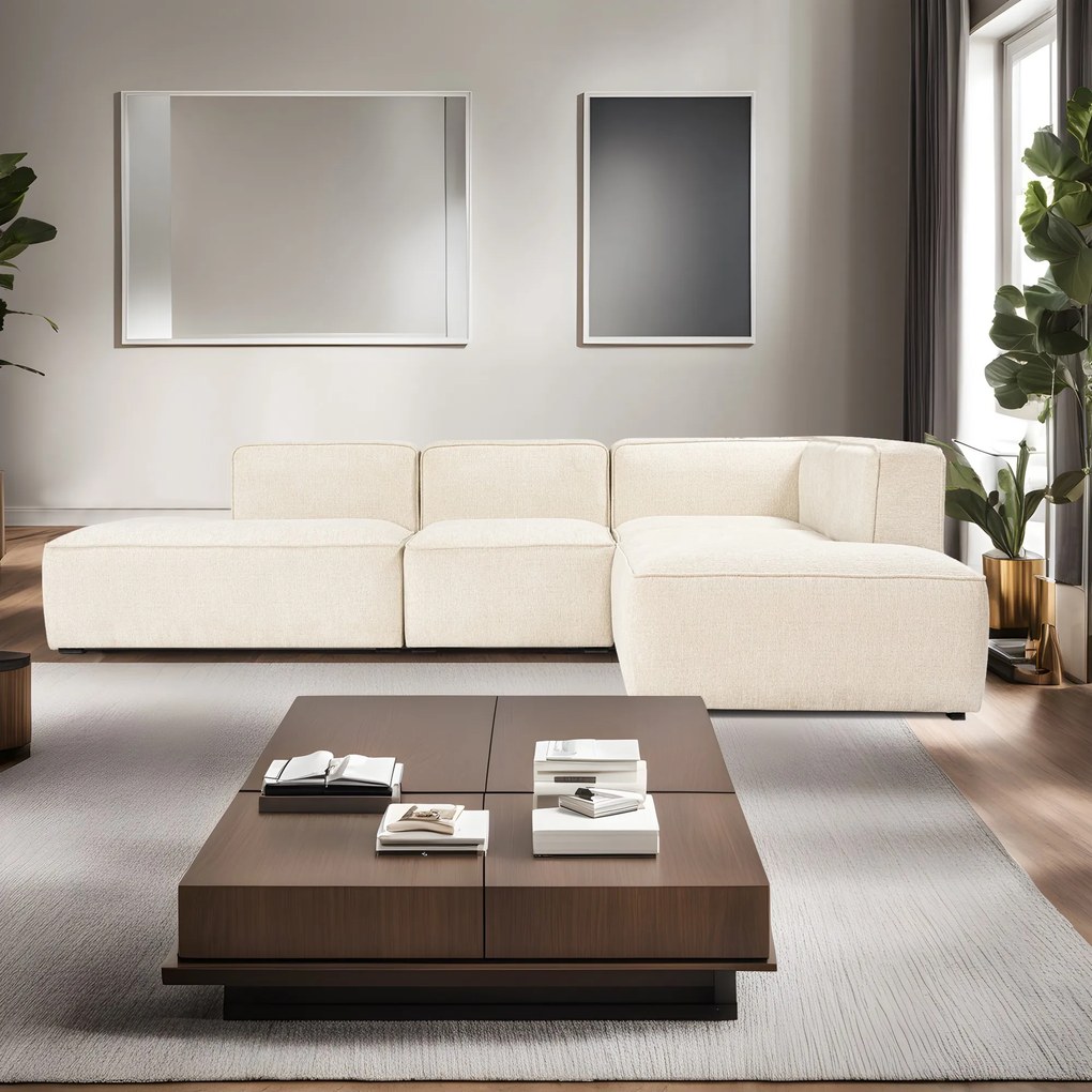 Hanah Home Rohová pohovka MORE M krémová pravá