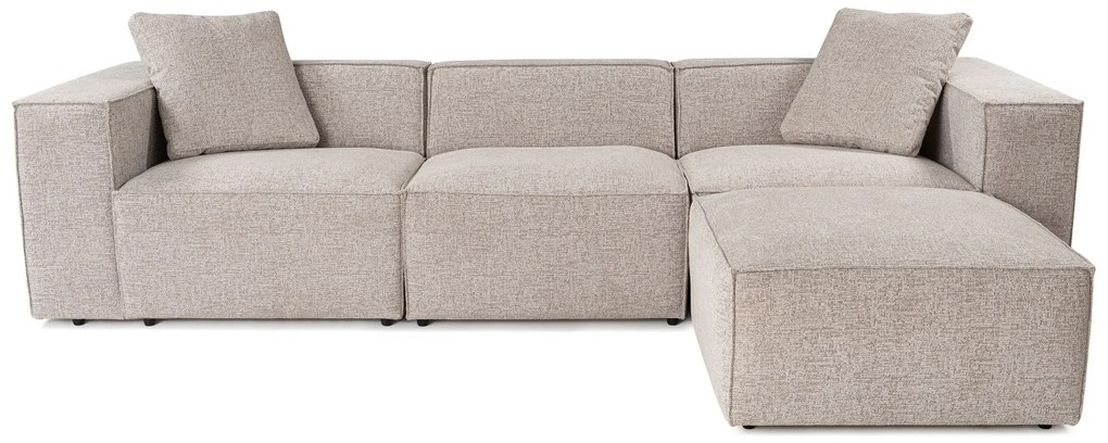 Hanah Home Čtyřmístná pohovka s pufem LORA mocha 303 cm
