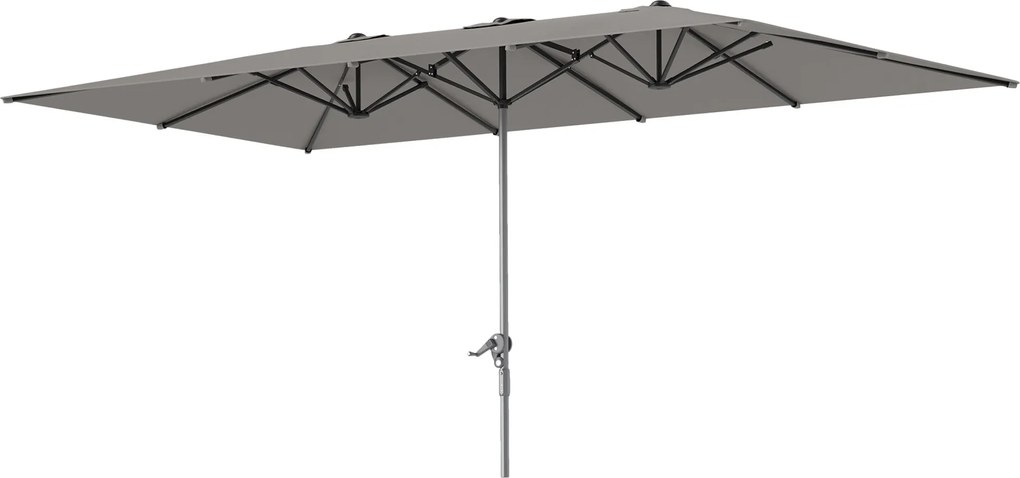 Outsunny Dvousedlový Slunečník s Kličkou 451 x 264 cm, UV Ochrana 50+, windproof Zahradní Slunečník, Balkonový Slunečník, Hliníkový Trhací Slunečník p