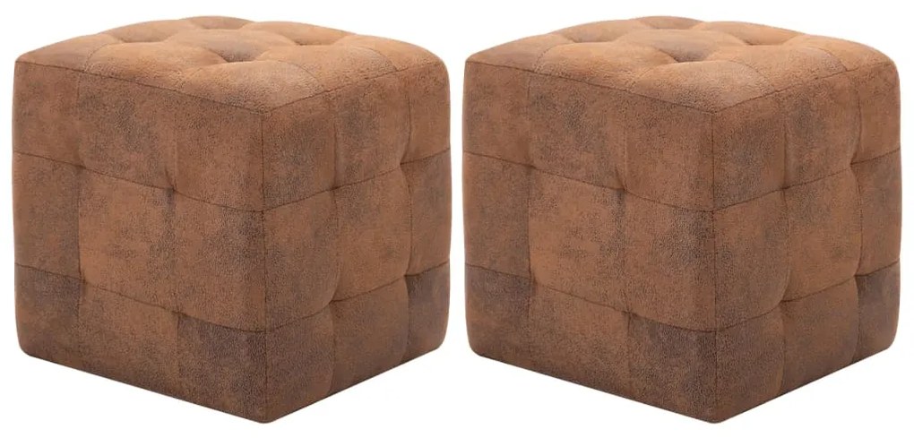 Taburety 2 ks hnědé 30 x 30 x 30 cm umělá broušená kůže 278382