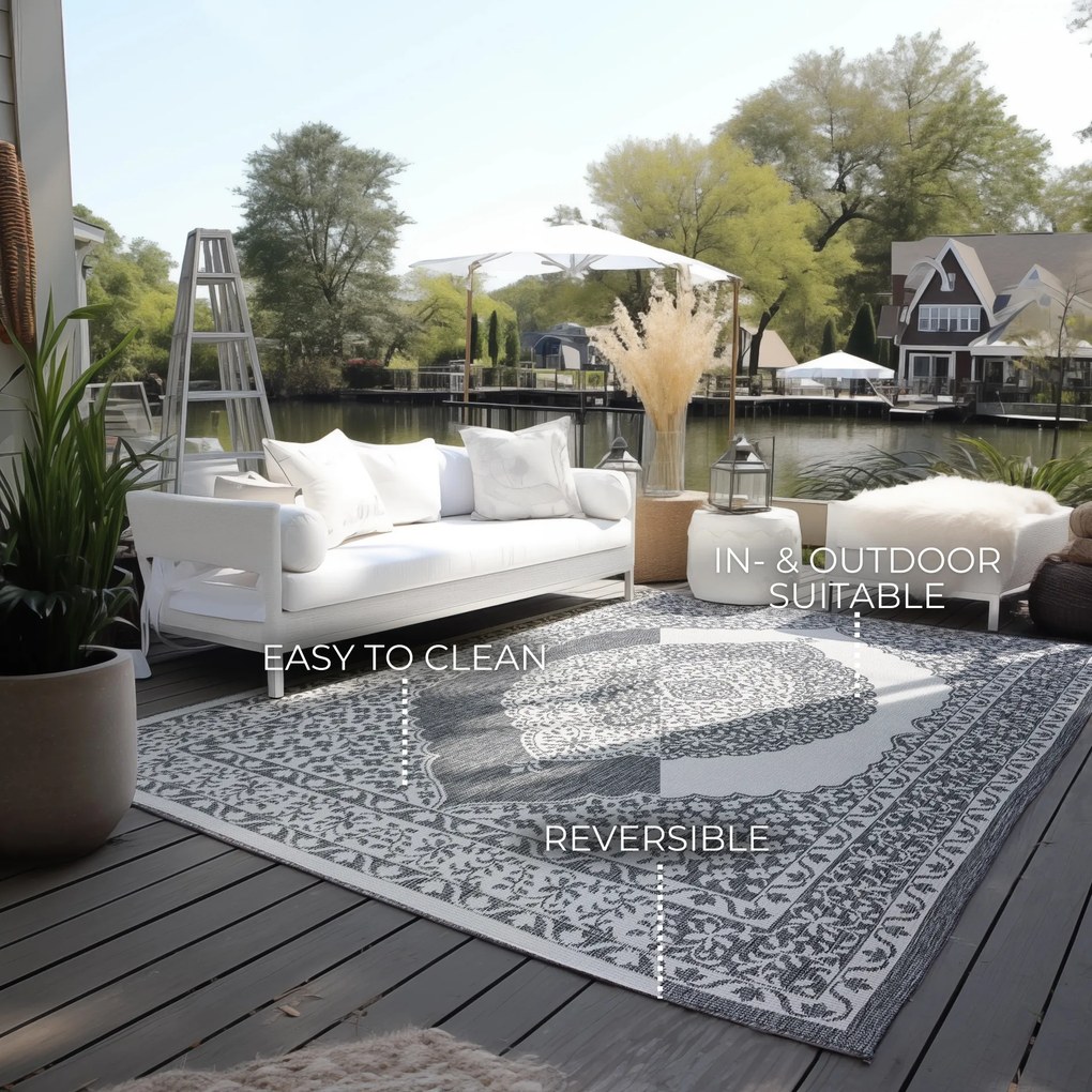 ELLE Decoration, Kusový koberec Gemini 106023 Silver z kolekce Elle – na ven i na doma, 160x230, šedá, chodba / předsíň