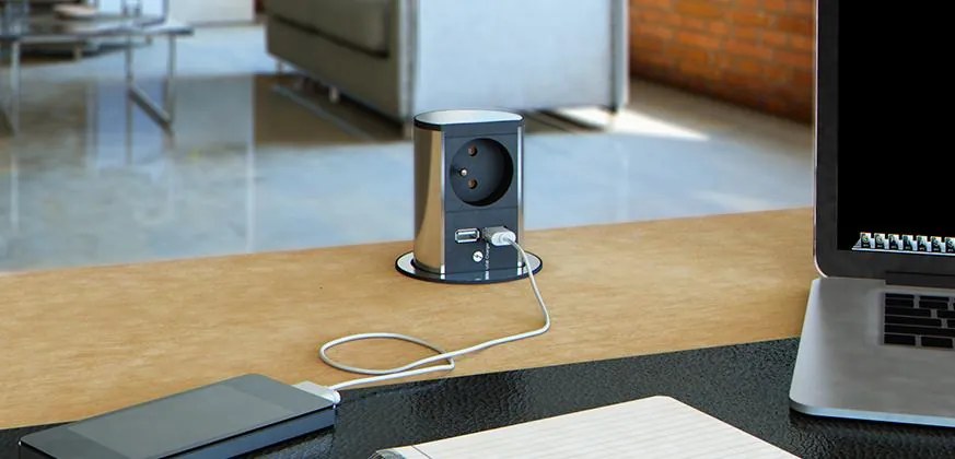 Elektro zásuvka Bachmann Elevator 2x USB nabíječka, 1x 230V nerez 928.020