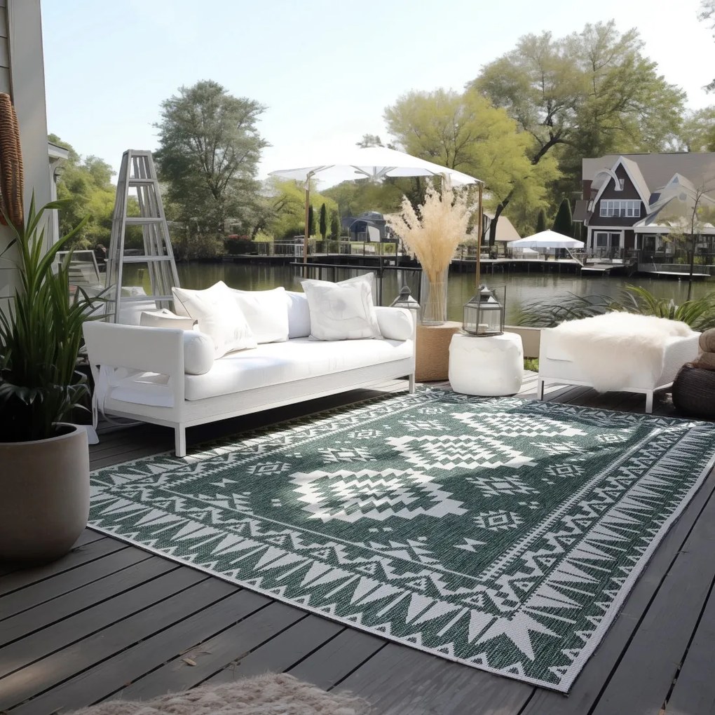ELLE Decoration, Kusový koberec Gemini 106020 Green z kolekce Elle – na ven i na doma, 120x170, zelená, chodba / předsíň