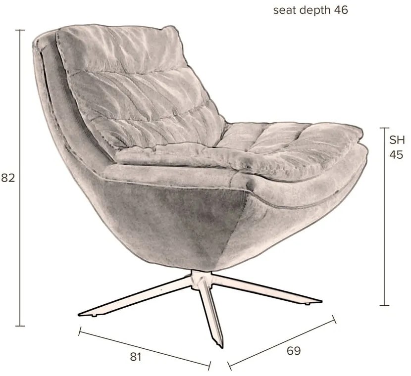 Bílé sametové křeslo Vince – Dutchbone