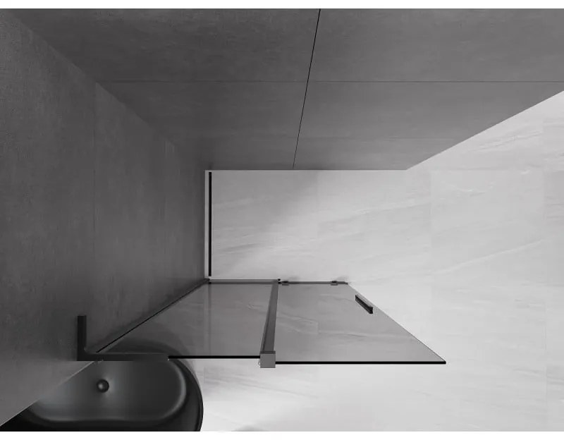 Mexen Velar L, posuvná sprchová zástěna Walk-in 100 x 200 cm, 8mm šedé sklo, černá matná, 871-100-003-43-70