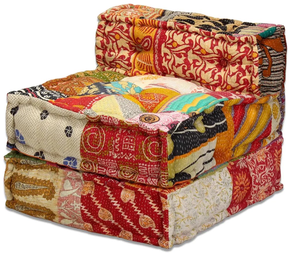 vidaXL Marketos 3místný modulární pouf patchwork textil