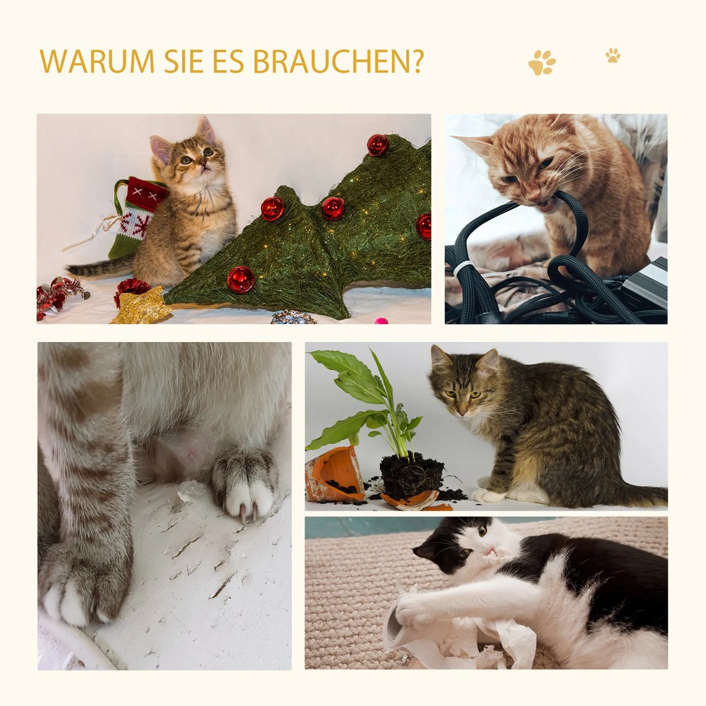 PawHut kočičí jeskyně s kočičí jeskyní a 2 polštáři, 2 úrovně včetně kočičího domečku, hračka s míčkem, kočičí byt, sisal, příroda, 35 x 81 cm