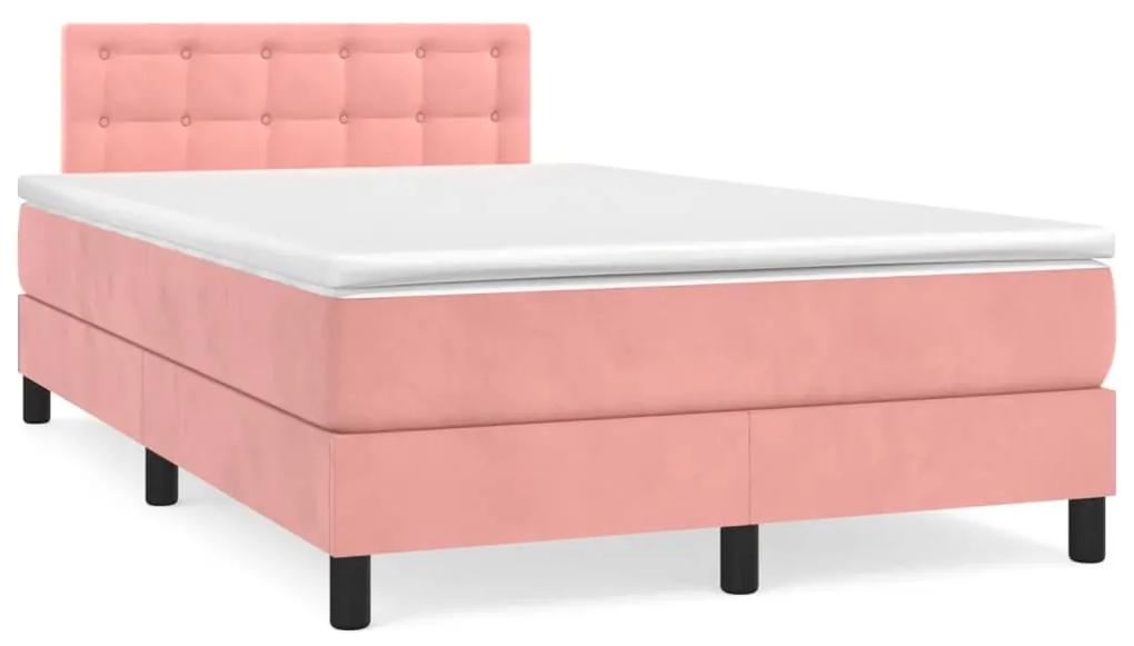 Box spring postel s matrací a LED růžová 120 x 190 cm samet,  3270182
