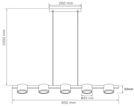 LED Lustr na lanku MIRELLA 5xGX53/6W/230V černá
