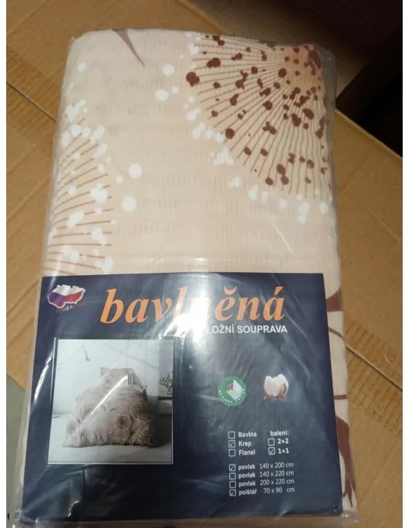 Krepové povlečení PAMPELINO světle hnědé Rozměr povlečení: 70 x 90 cm | 140 x 200 cm