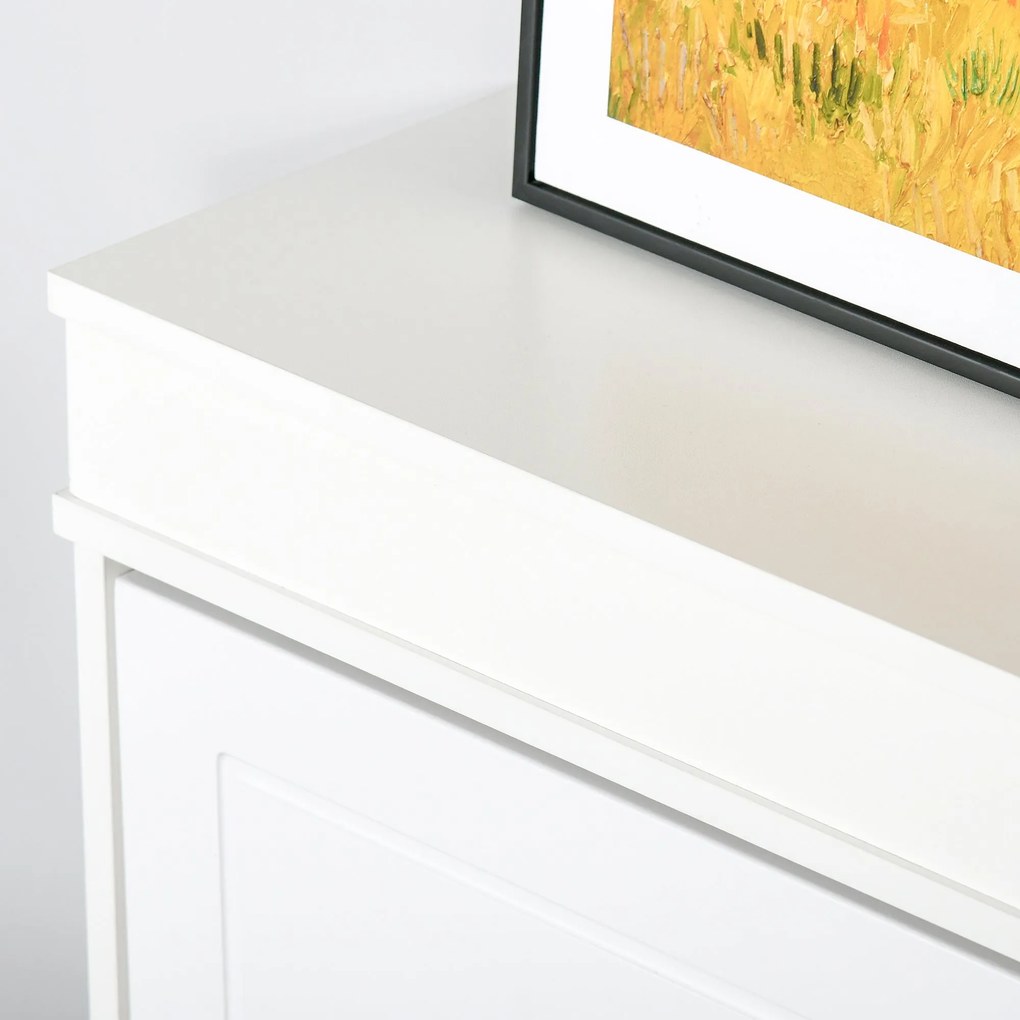 HOMCOM Skříň na boty Úložná jednotka na boty rozměry 98D x 24Š x 83V cm 4 výklopné dvířka Dvojitá úroveň MDF Bílá