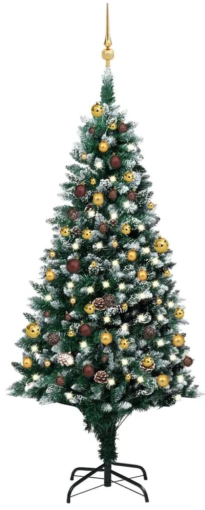 3077531 vidaXL Umělý vánoční stromek s LED sadou koulí a šiškami 180 cm