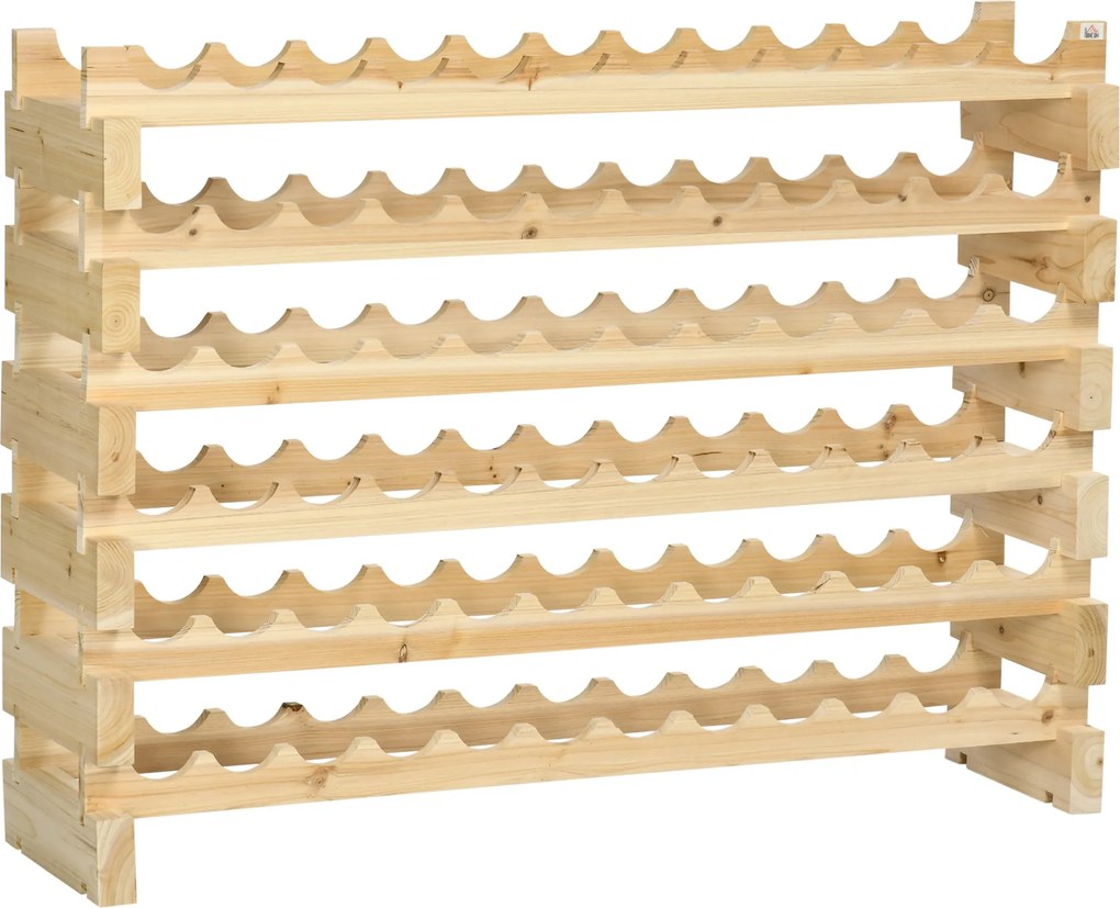 HOMCOM 72-lahev vinotéka, 6-patrová vertikální vinotéka s nosností 100 kg pro kuchyni, jídelnu a bar, 114x28x85 cm, přírodní dřevo | Aosom