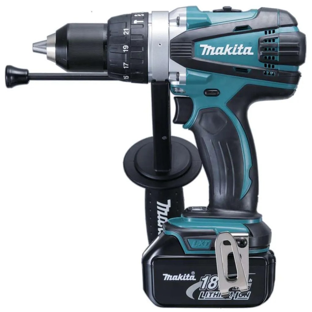 Makita - 18V AKU vrtací šroubovák s příklepem, 2x aku 5,0 Ah, nabíječka DHP458RTJ