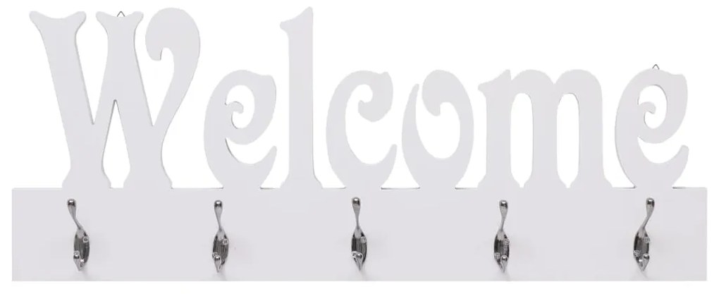 Nástěnný věšák WELCOME bílý 74 x 29,5 cm 284247