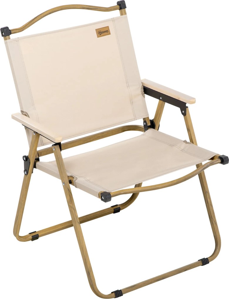 Skládací kempinková židle Outsunny s opěrkami - Oxfordská tkanina a ocelový rám - 54 x 59 x 78 cm - Khaki | Aosom