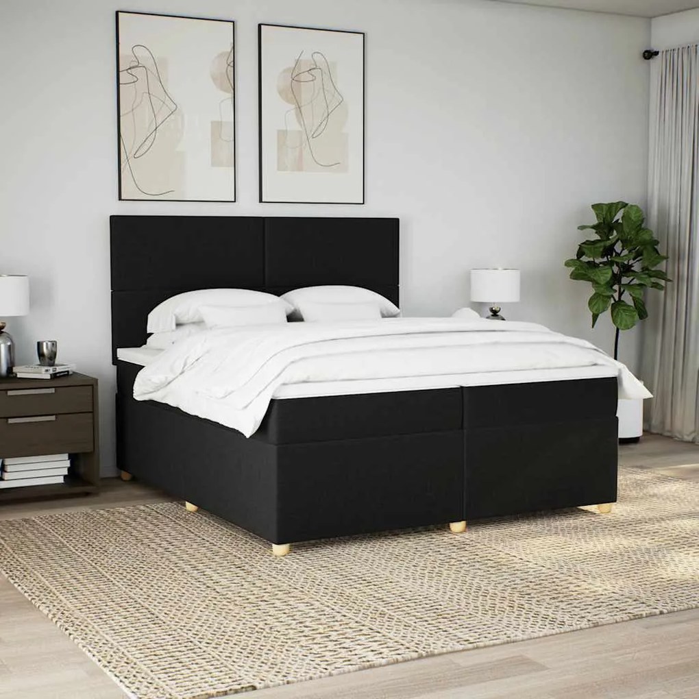Box spring postel s matrací černá 200x200 cm textil 3293682