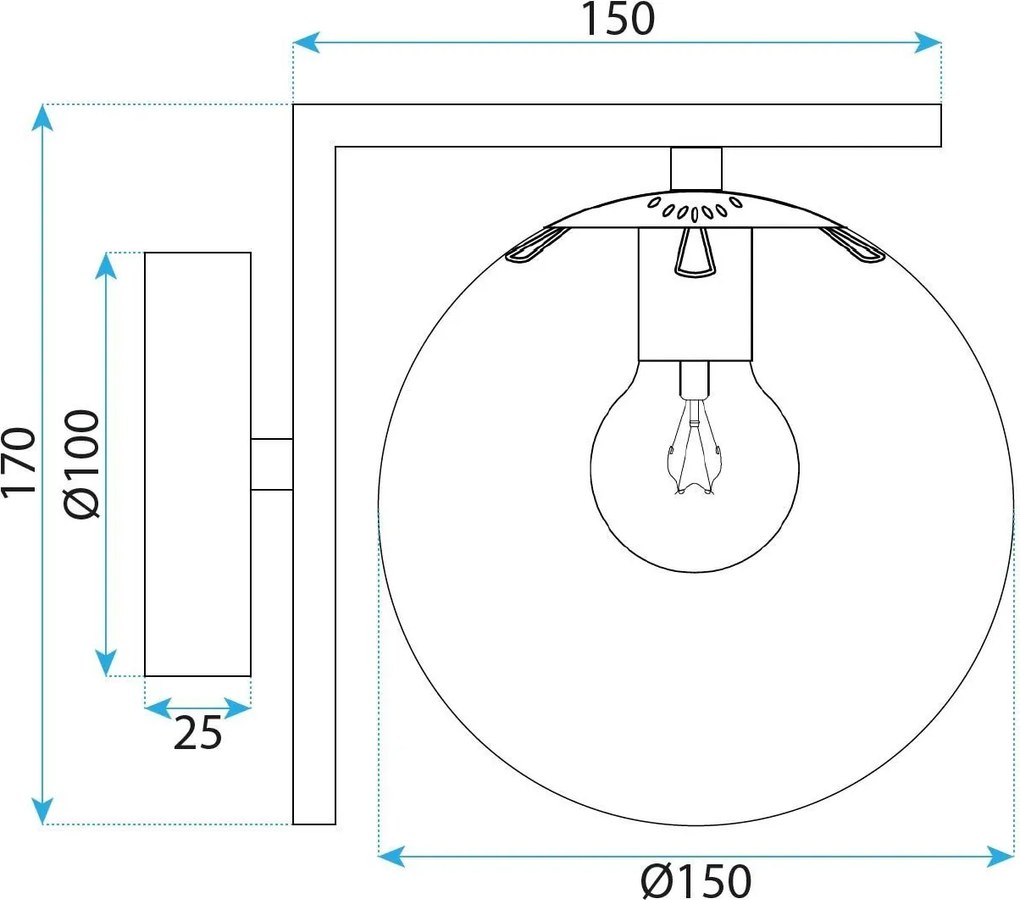 Toolight Toolight, nástěnné svítidlo 1xE27, G102-1W, zlatá lesklá, OSW-09727