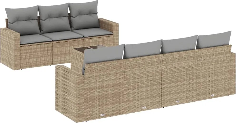 8dílná zahradní sedací souprava s poduškami béžová polyratan 3218719
